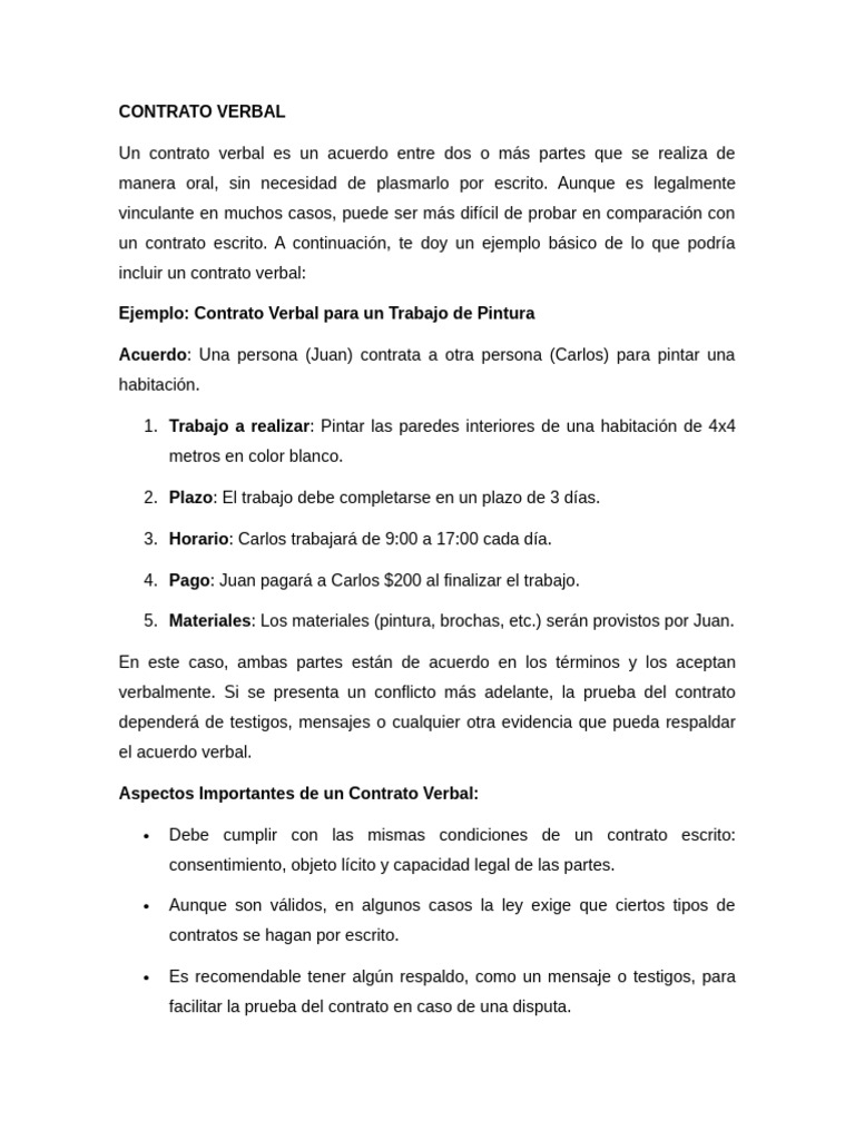 Ejemplos de Contrato Verbal y Servicios Profesionales | PDF