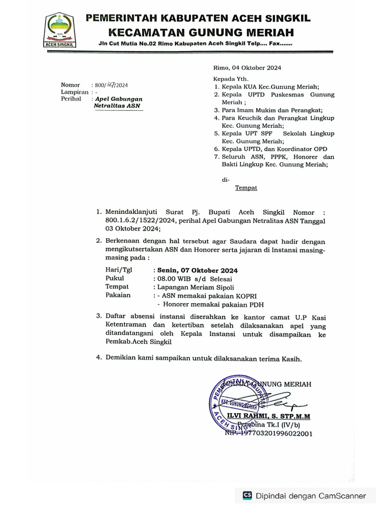 Surat Apel Gabungan Netralitas ASN | PDF