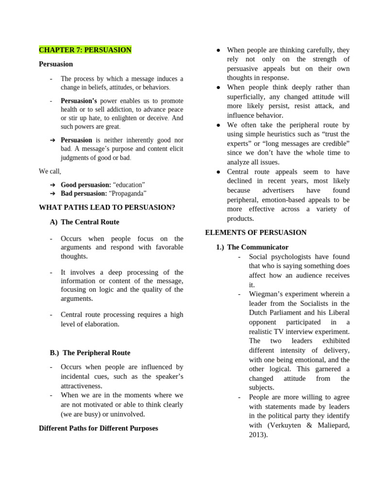 CHAPTER 7 - Persuasion (Social Psychology) | PDF