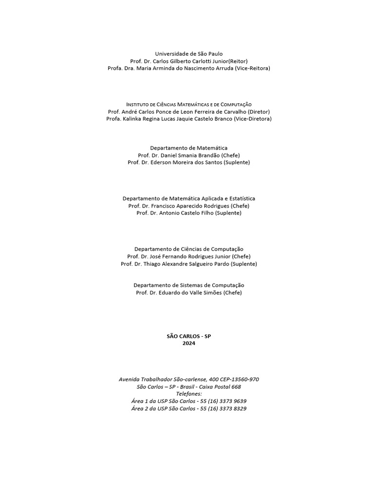 Catálogo de Graduação ICMC 2024 | PDF