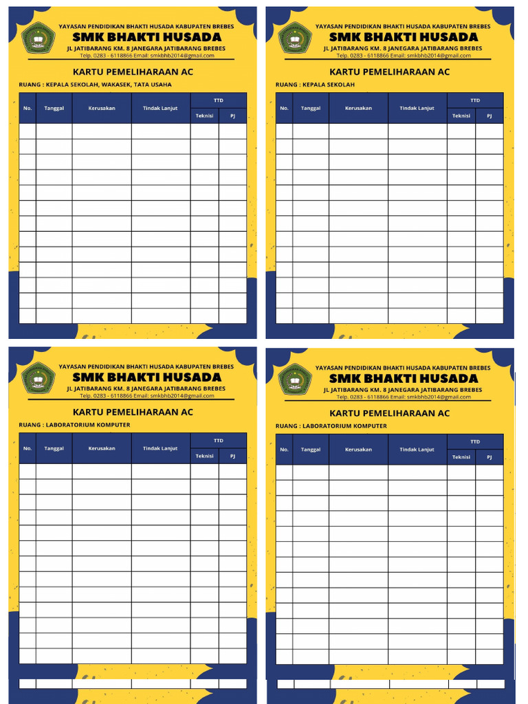 Kartu Pemeliharaan AC | PDF