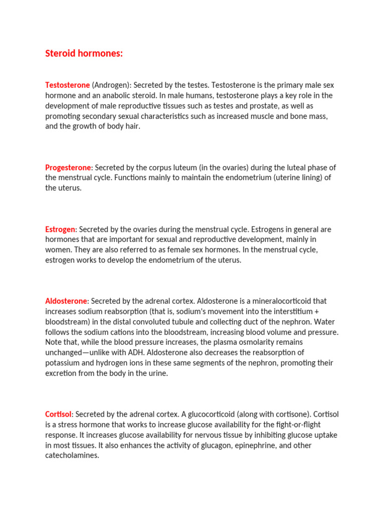 Hormones cheat sheet | PDF