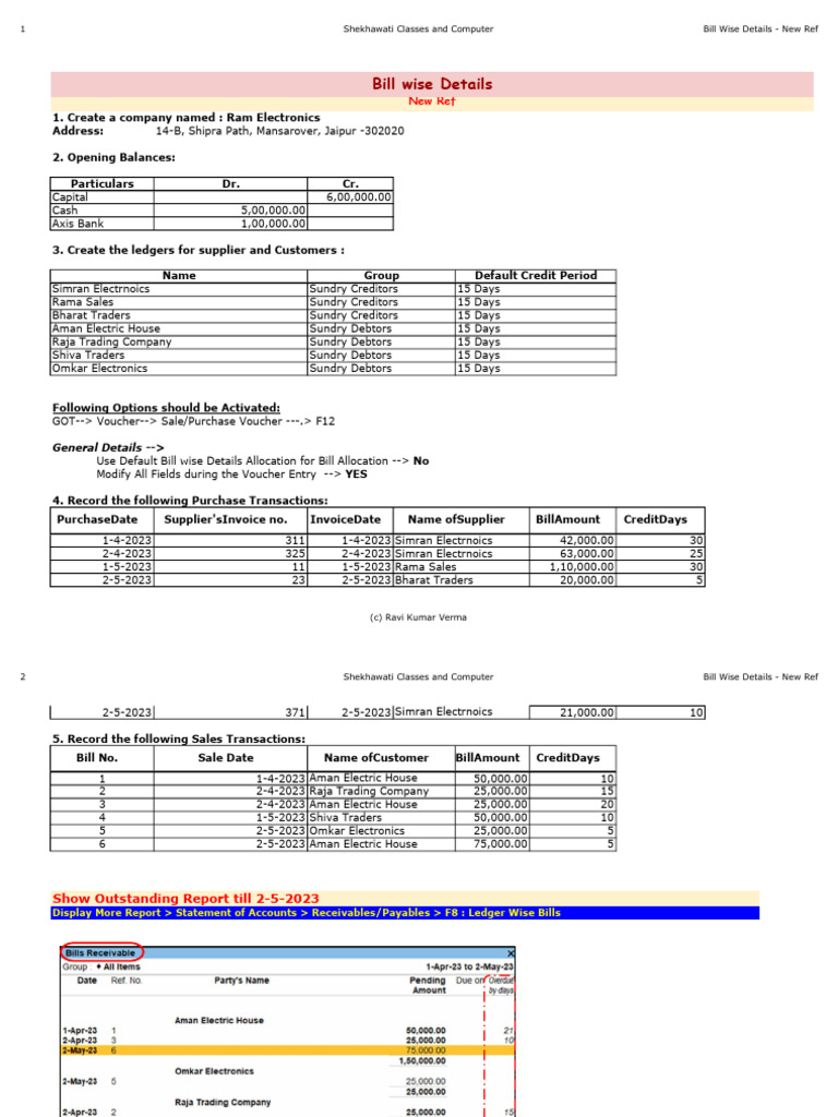 Bill Wise Accounting for Ram Electronics | PDF | Liability (Financial ...