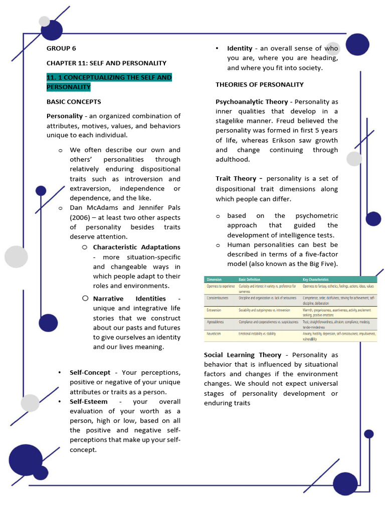 Group 6 Self and Personality Handout | PDF