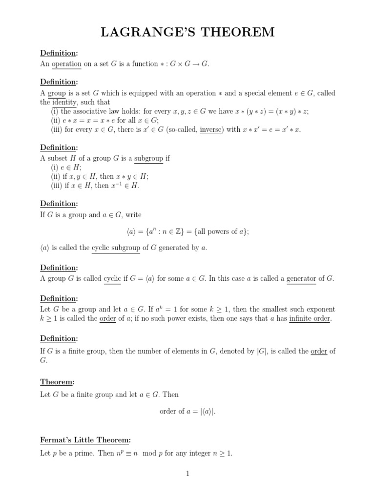 Lagrange-theorem-on-group | PDF