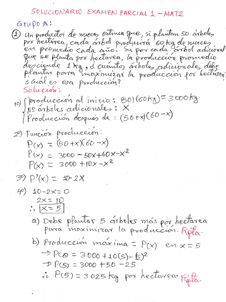 Solucionario Examennparcial 1 - Mat2 | PDF