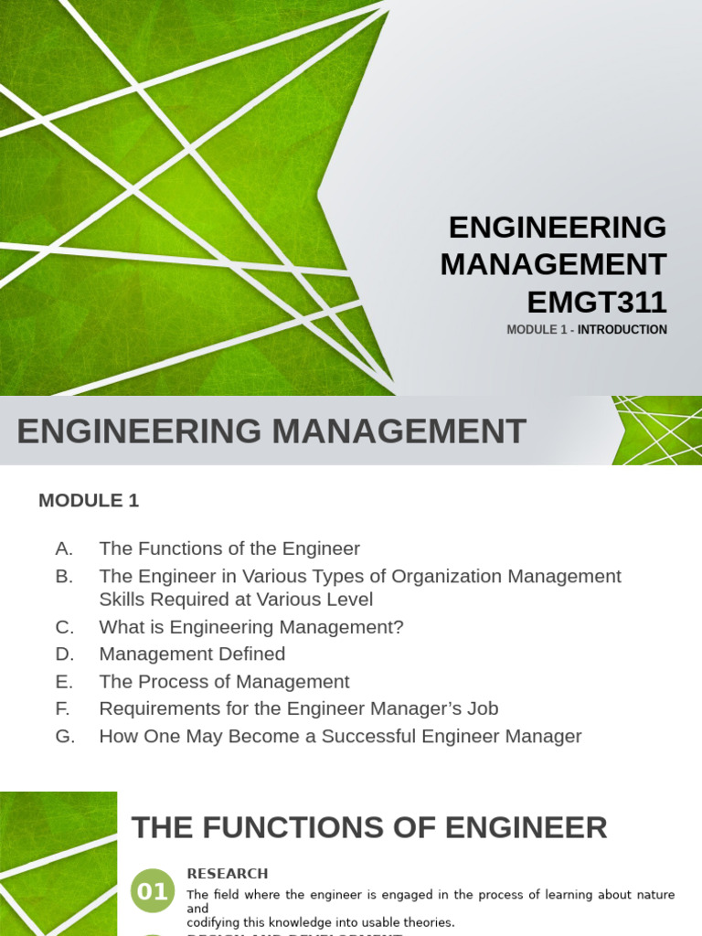 Module 1 Introduction To Engineering Management | PDF