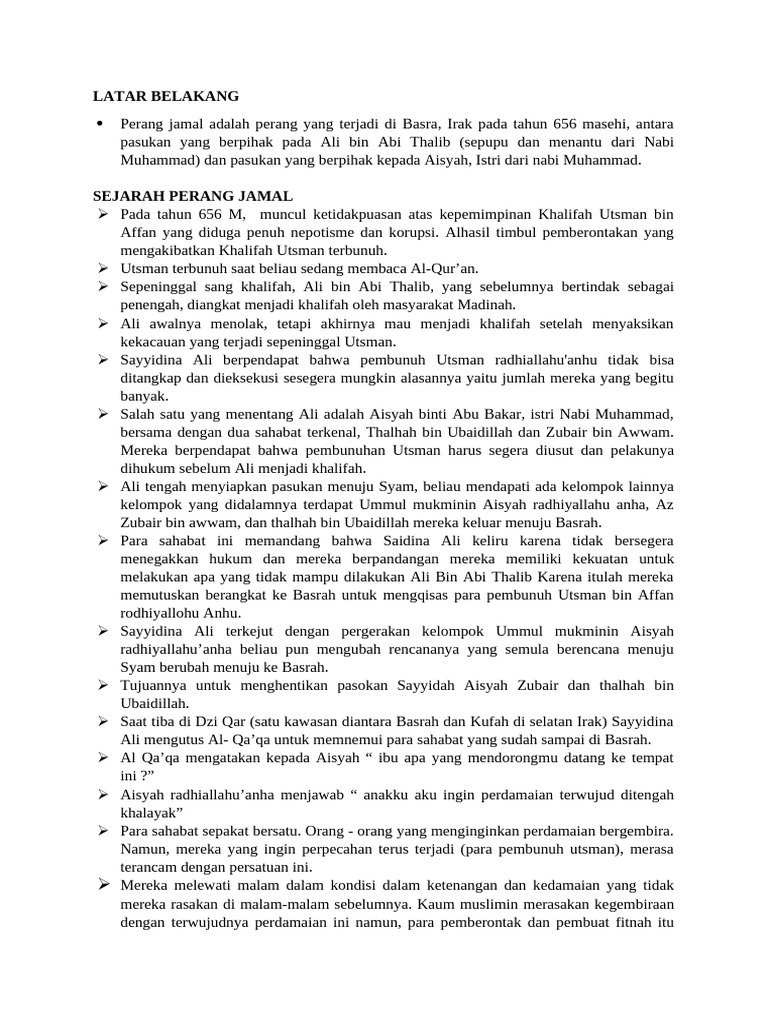 Sejarah Perang Jamal di Basra | PDF | Agama & Spiritualitas | Klasik