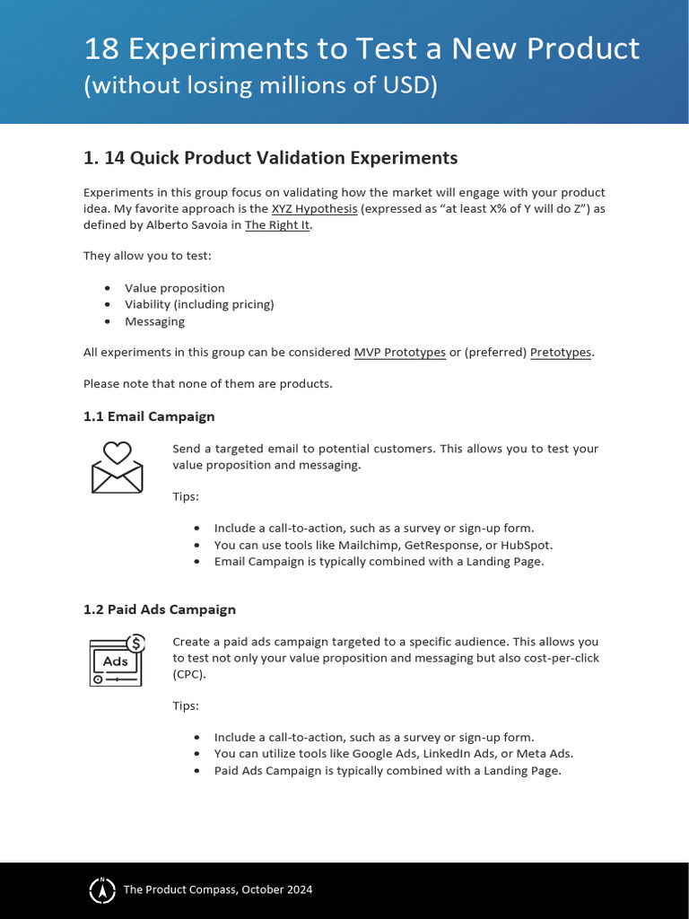 18 Experiments To Test A New Product | PDF