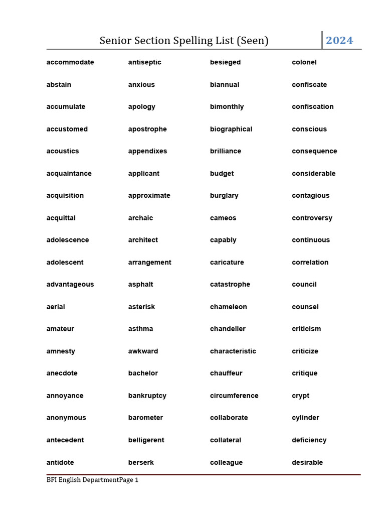 Senior List | PDF
