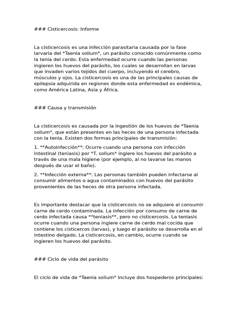 Cisticercosis | PDF