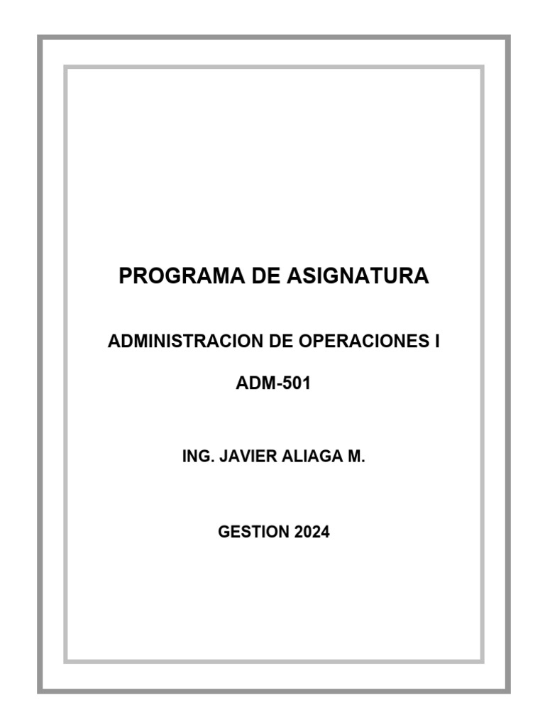 Adm-501 Plan de Trabajo 2024 | PDF