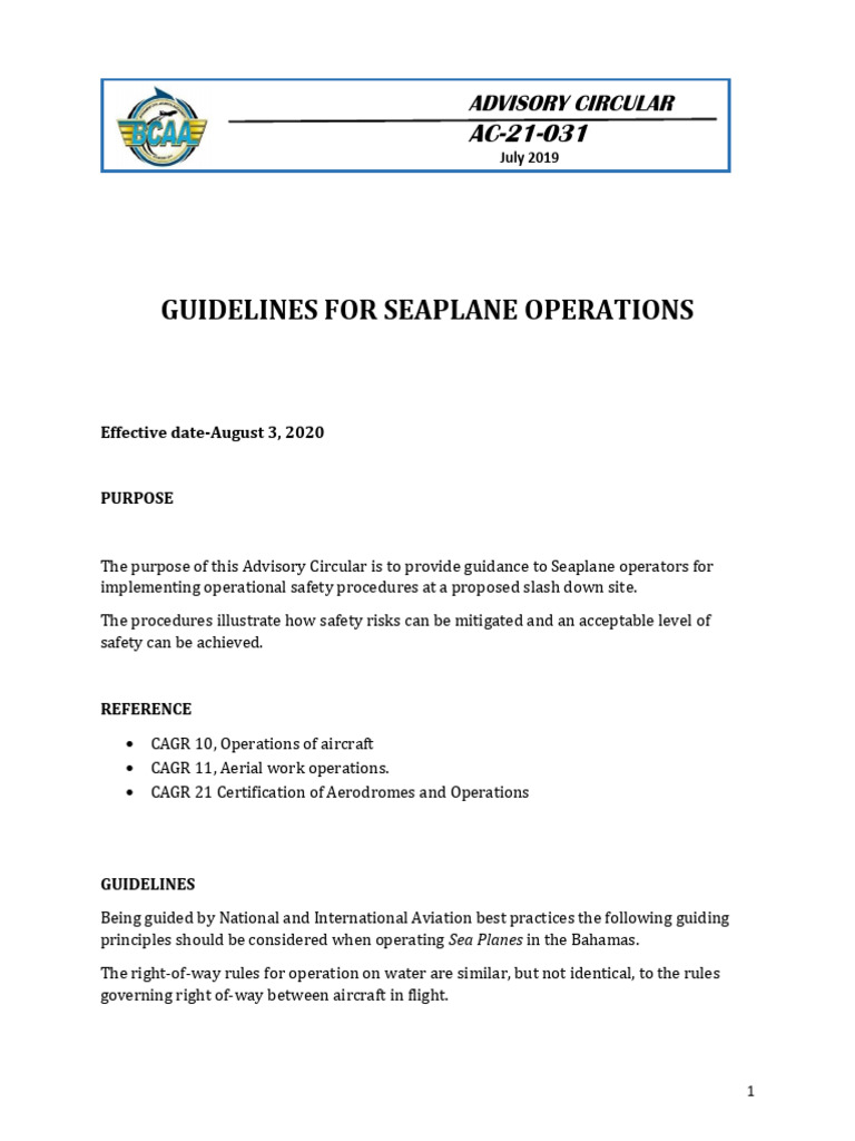 Ac 21 - 031 Sea Plane Operations | PDF