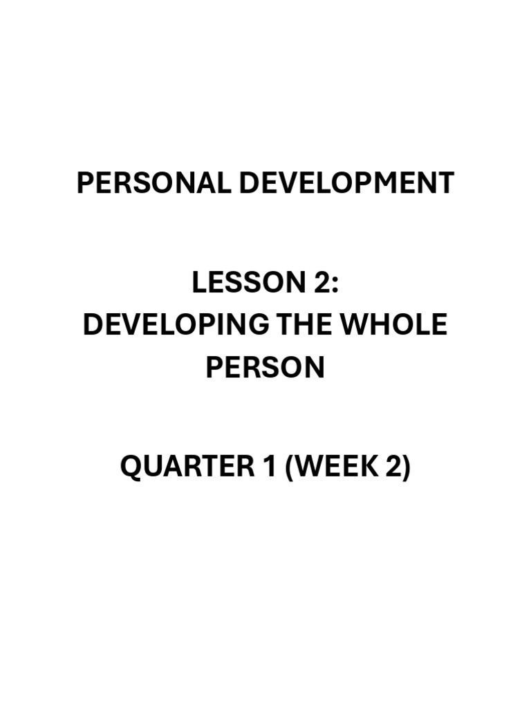 Personal Development Week 2 | PDF