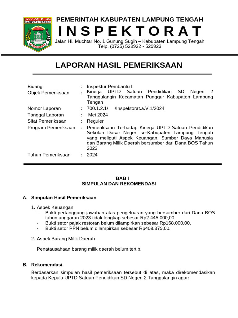 Konsep - LHP SDN 2 Tanggulangin | PDF