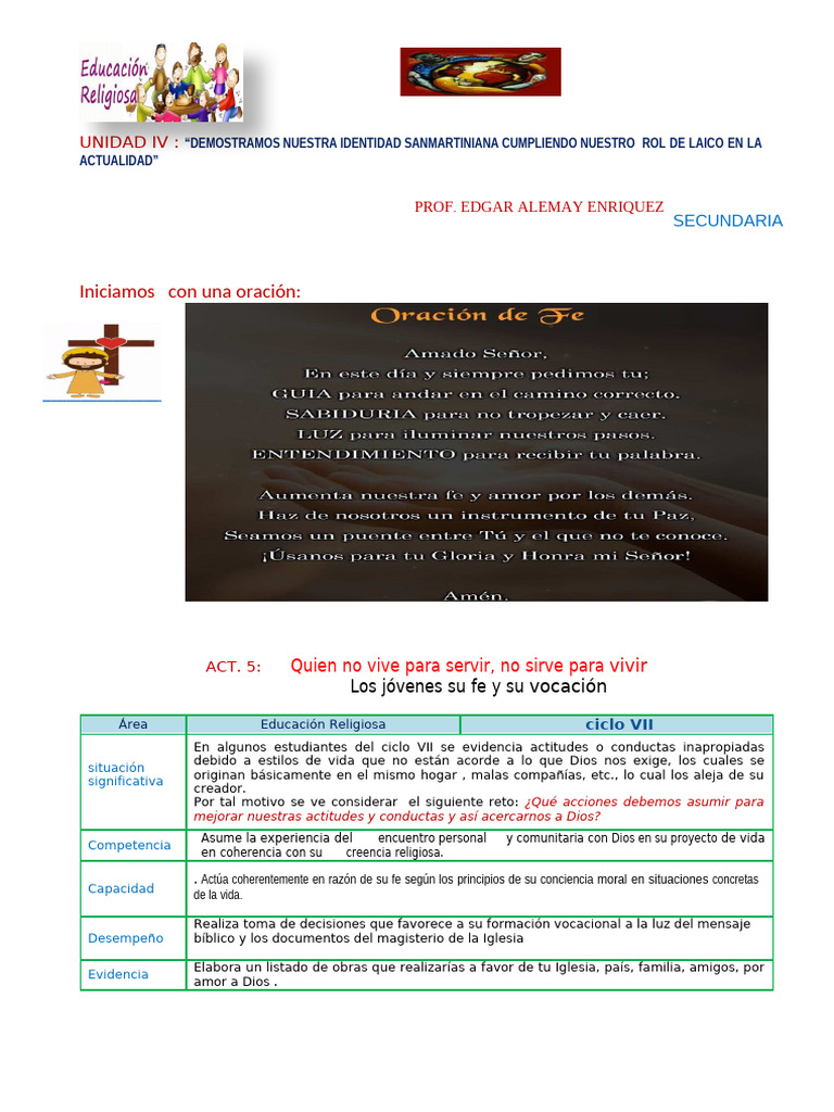 Act. 5 Los Jovenes y Su Vocación | PDF