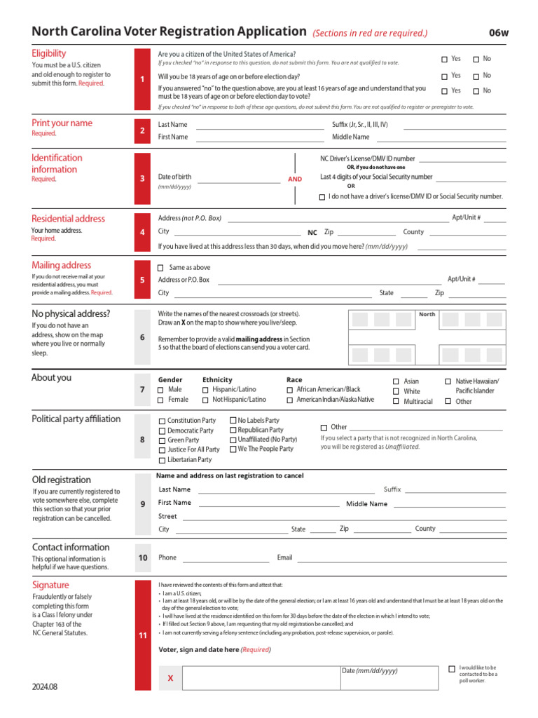 NCVoterRegForm 06W | PDF