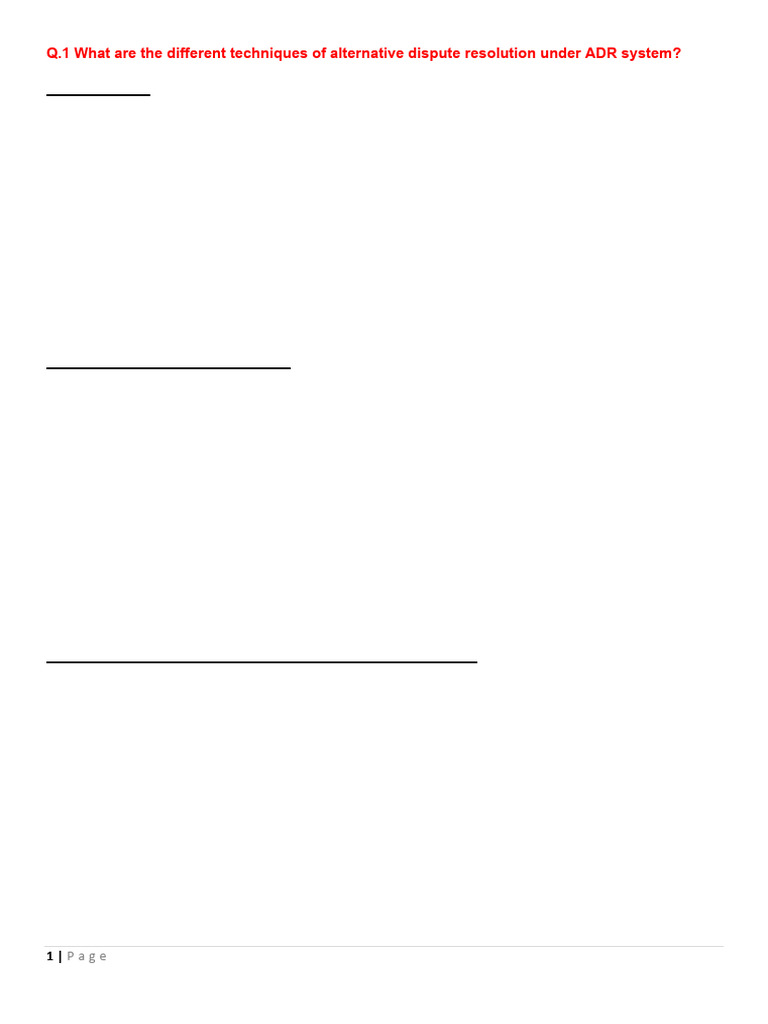 ADR Techniques for Legal Professionals | PDF | Alternative Dispute ...