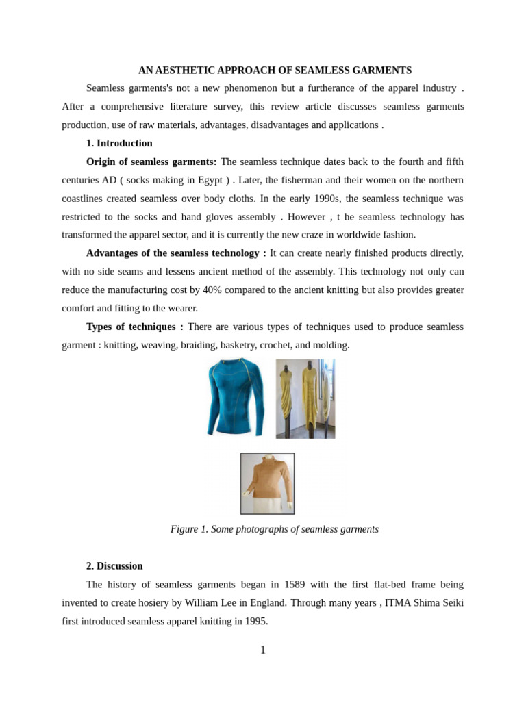 An Aesthetic Approach of Seamless Garments 1 | PDF