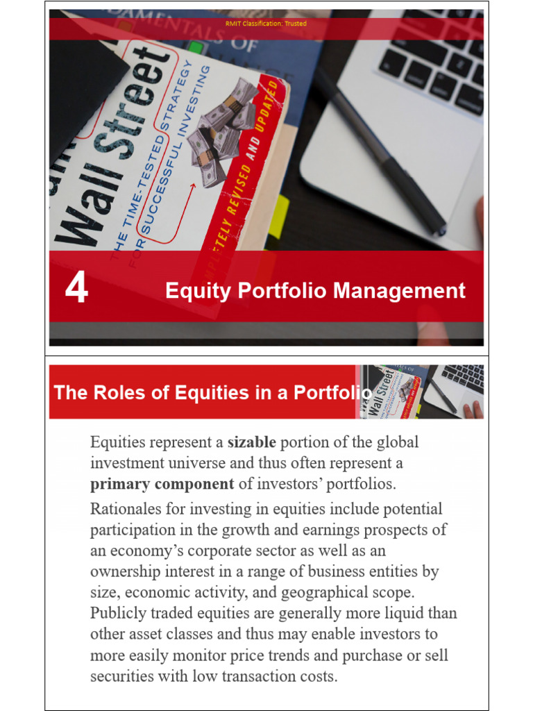 DTU406 - Lecture 4 - Equity Portfolio Management | PDF