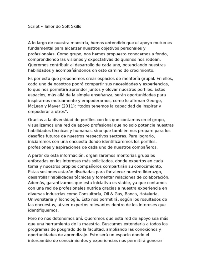 Script Soft Skills | PDF