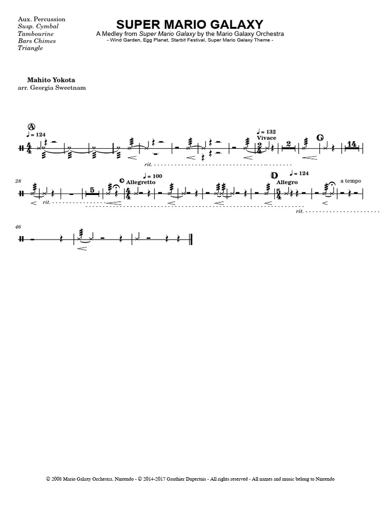 Super Mario Conducting Arrangement-Aux. - Percussion - (Susp. - Cymbal ...
