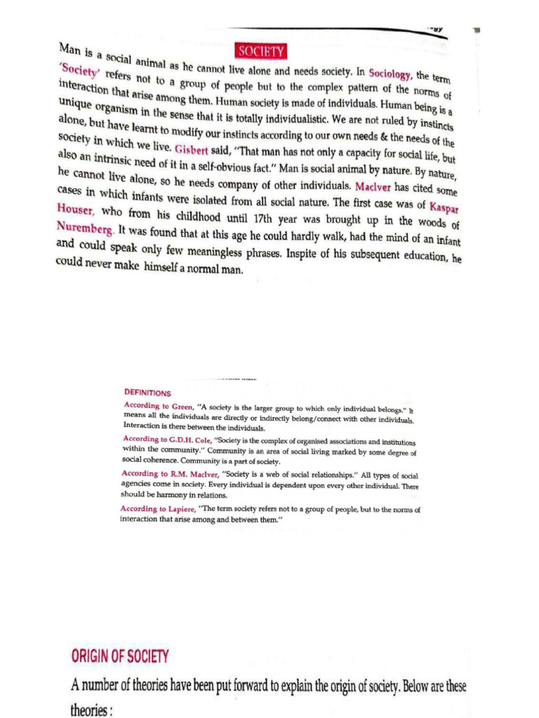 Notes On Sociology Social Structure | PDF