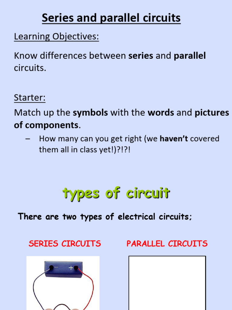 Day 1 Science PPT Series and Parallel | PDF