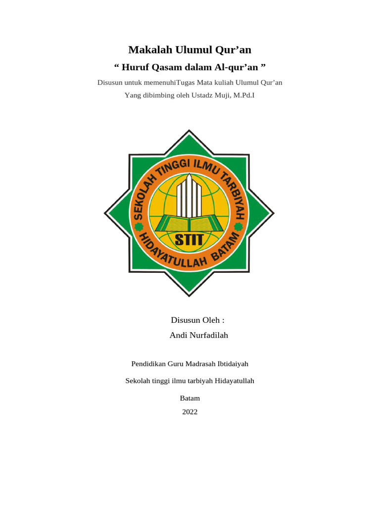 Huruf Qasm Dalam Al Qur'an - Andi Nurfadilah - Pgmi | PDF