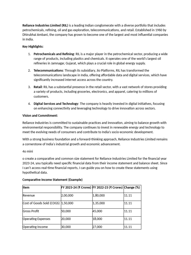 Reliance Industries Overview | PDF | Oil Refinery | Balance Sheet