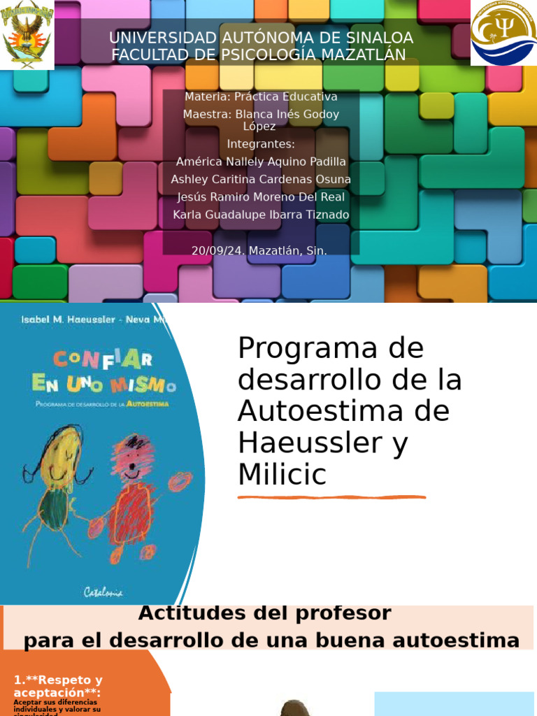 Programa de Desarrollo de La Autoestima de Haeussler y Milicic | PDF | Las emociones ...