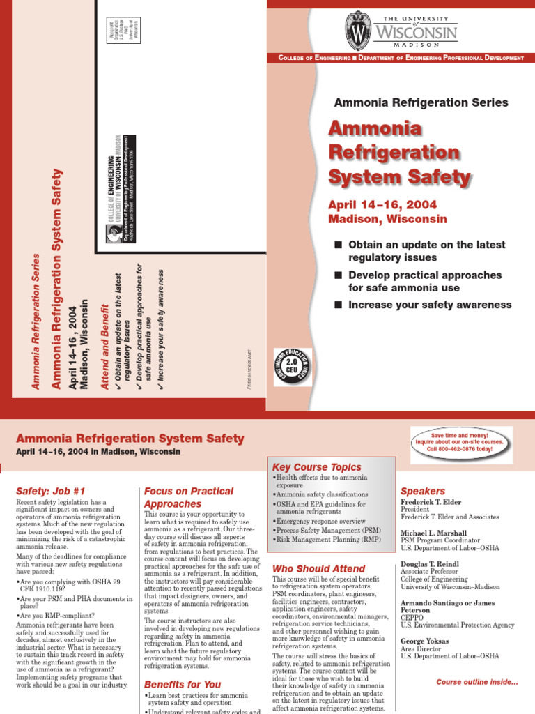 Ammonia Refrigeration System Safety Brochure | PDF