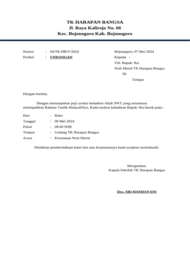 UNDANGAN PARENTING tahap 1 2024 | PDF