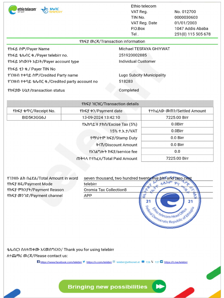 Telebirr - Oromia Tax Collection8 | PDF