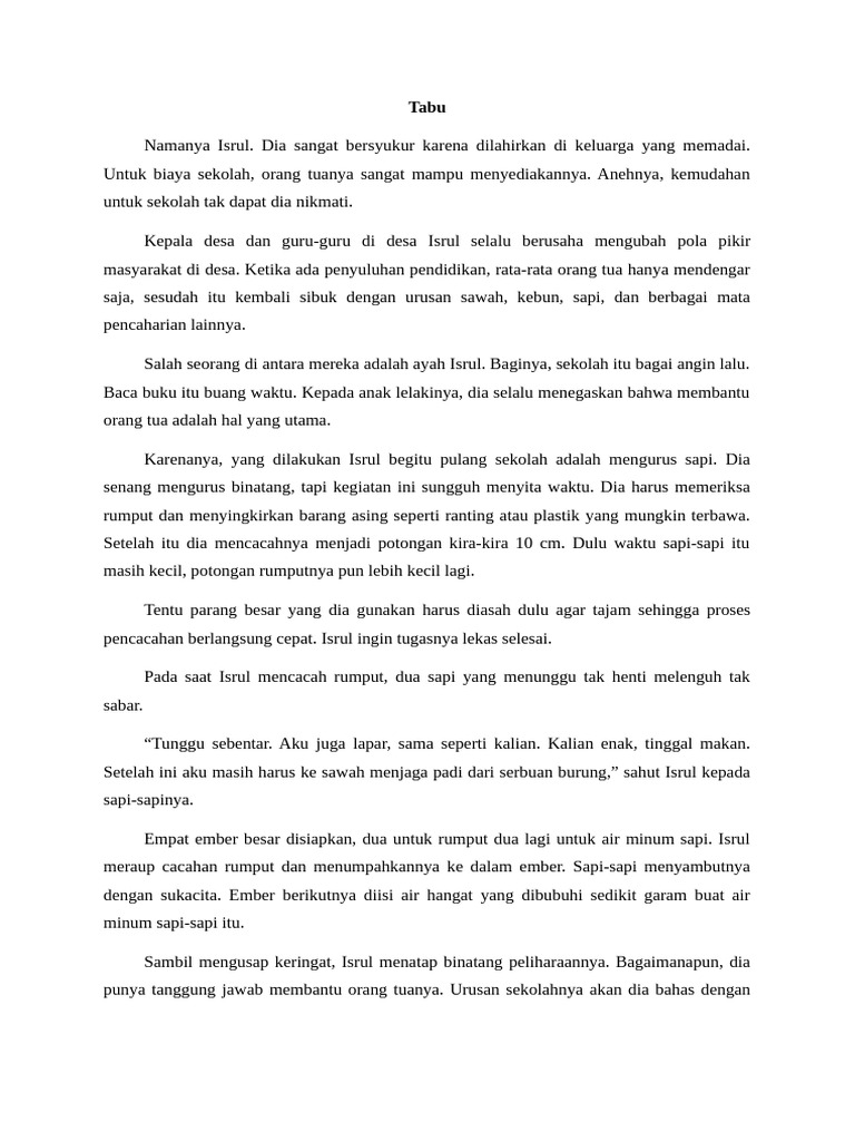 Contoh Cerpen "Tabu" | PDF