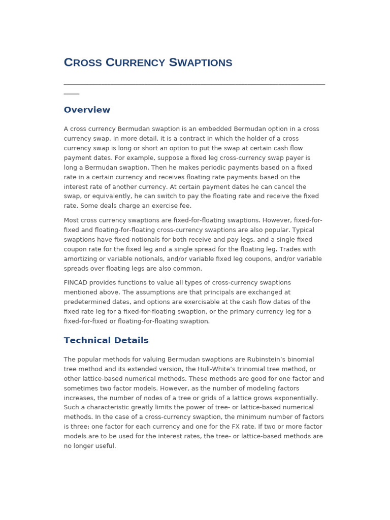 Cross Currency Swaptions | PDF
