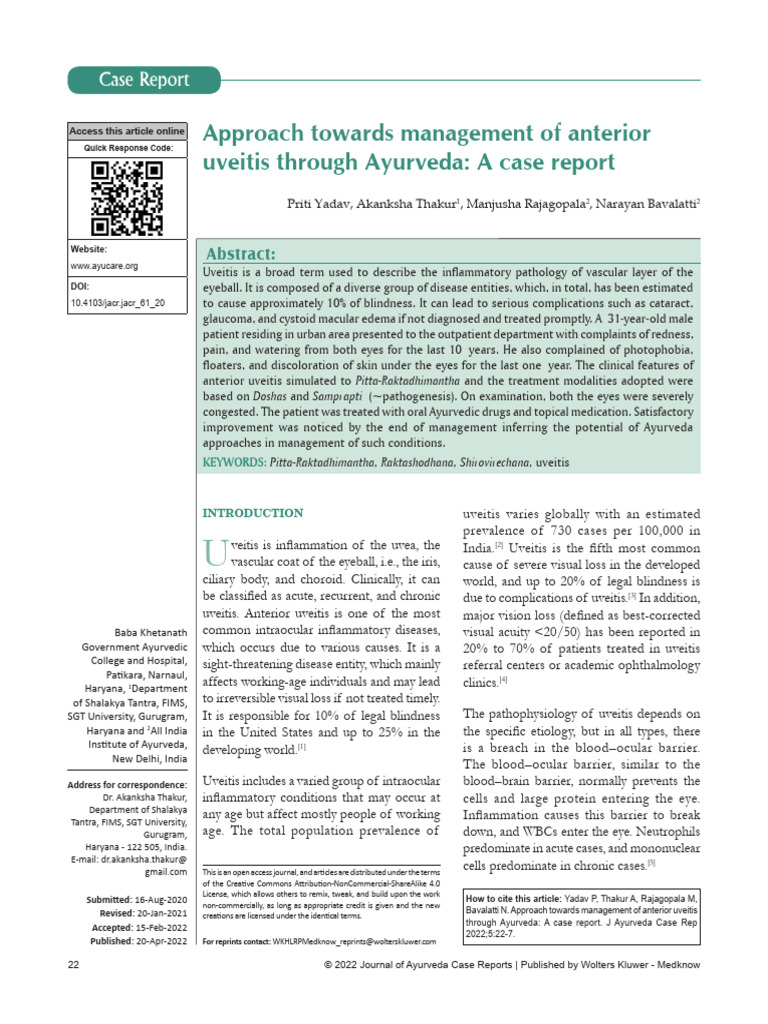 Approach Towards Management of Anterior Uveitis.5 | PDF
