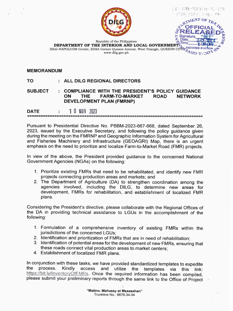 Zmemo Compliance With The President's Policy Guidance On The Farm-to ...