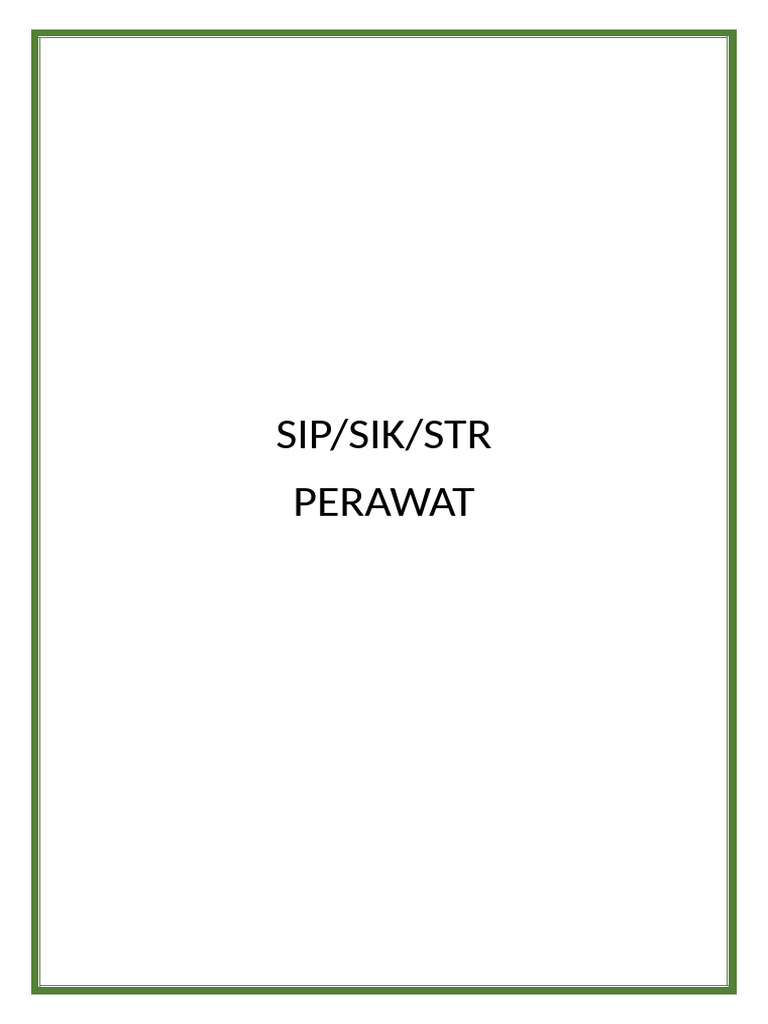 Sip/Sik/Str Perawat | PDF
