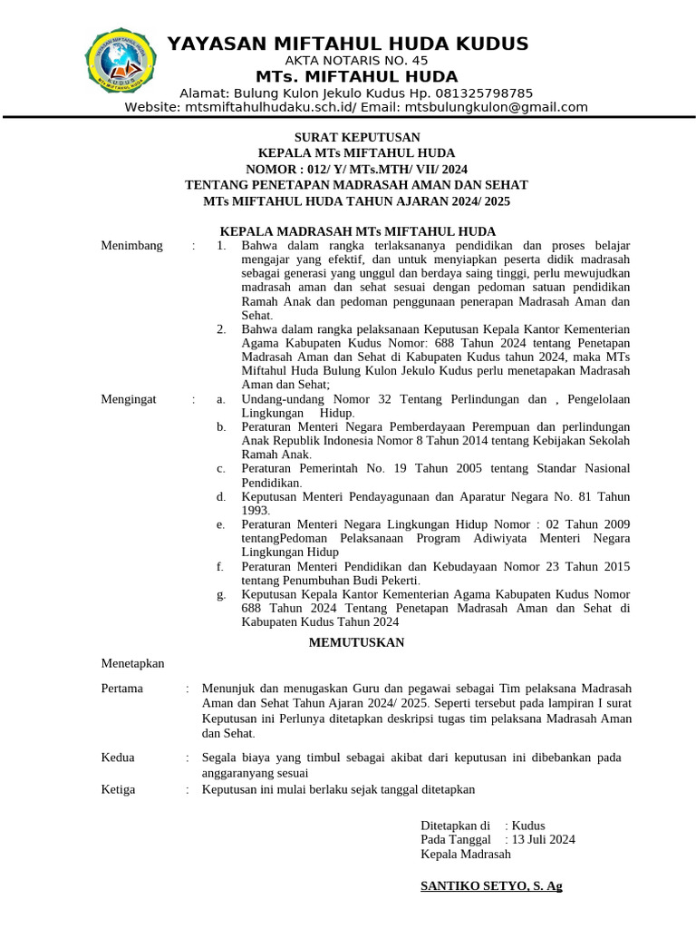 Contoh SK Mas 2024 | PDF