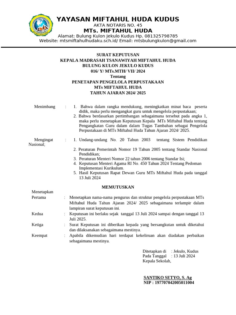 CONTOH SK PERPUSTAKAAN 2024 | PDF CONTOH SK PERPUSTAKAAN 2024 | PDF