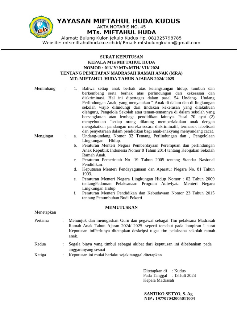 Contoh SK Sra 2024 | PDF