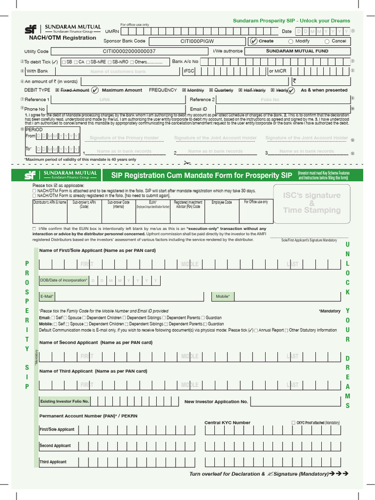 Prosperity SIP Application Form | PDF