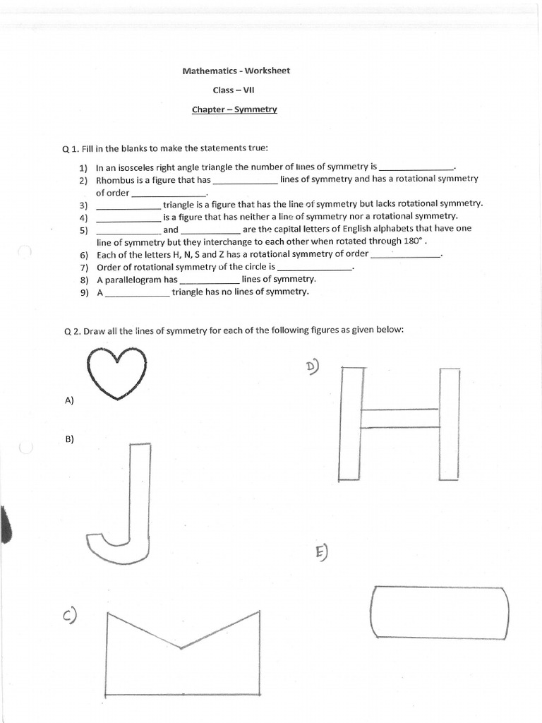 Class 7-Symmetry | PDF