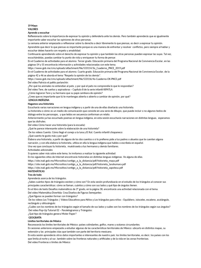 Escuchar y Expresar Opiniones en Clase | PDF | México | Artes del ...
