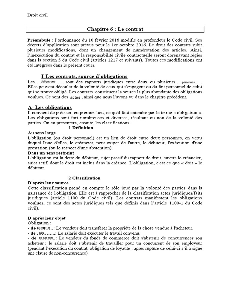 Chapitre 6 - Le contrat élève | PDF