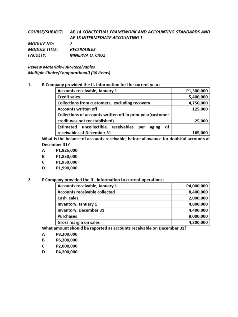 Review Materials FAR Receivables | PDF