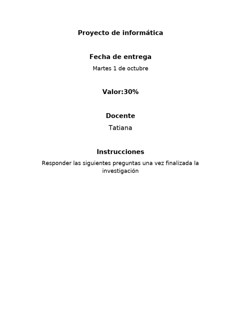 Proyecto de Informatica | PDF