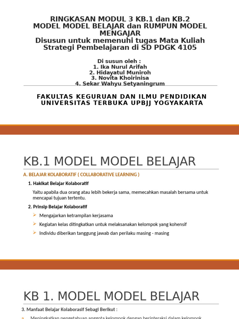 RINGKASAN MODUL 3 - Strategi Pembelajaran Di SD | PDF