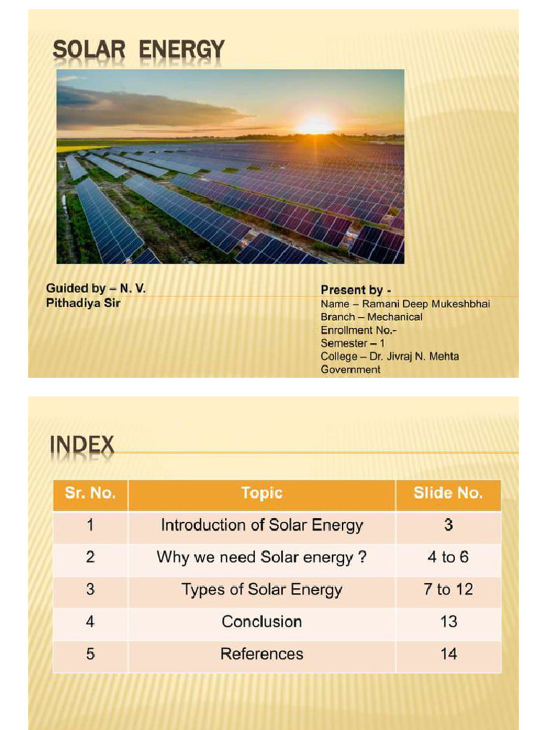 Solar Energy Presentation PPT 1 638 | PDF